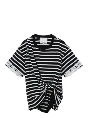 3.1 Phillip Lim Striped Cotton T-shirt - Black