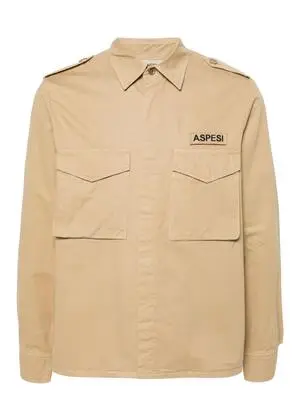 Aspesi Logo-patch Shirt - Neutrals