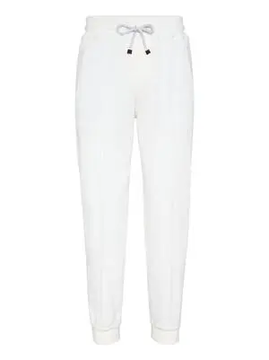 Brunello Cucinelli Tapered Cotton Track Pants - White