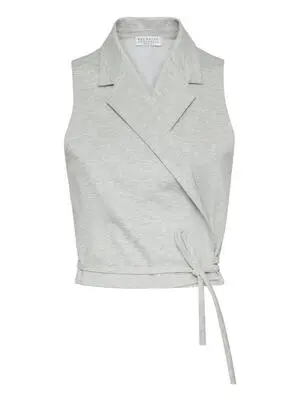 Brunello Cucinelli Brunello Cucinelli Sleeveless Wrap Blouse Grey