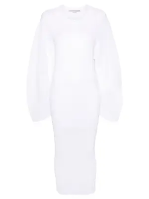Stella McCartney Plissé Fine-knit Midi Dress - White