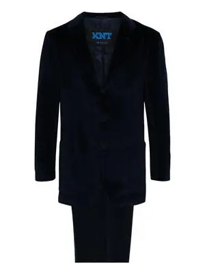 Kiton Single-breasted Corduroy Suit - Blue