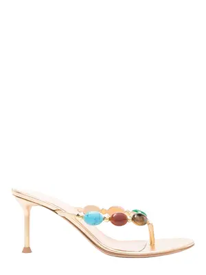 GIANVITO ROSSI Shanti Thong 70mm Leather Sandals - Gold