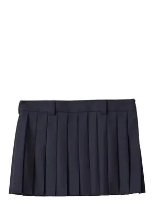 Miu Miu Pleated Wool Miniskirt - Blue