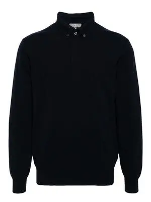 N.peal Long-sleeve Knitted Polo Shirt - Blue