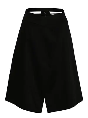 Patou Wraparound Gabardine Midi Skirt - Black