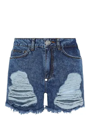 PHILIPP PLEIN Philipp Plein Mid-Rise Denim Shorts