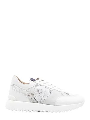 LE SILLA Chantilly-lace Leather Sneakers - White