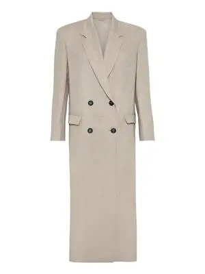 Brunello Cucinelli Double-breasted Linen Coat - Neutrals