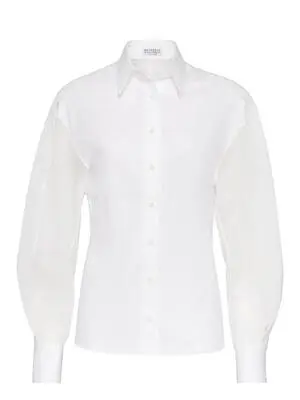 BRUNELLO CUCINELLI Organza-Paneled Buttoned Shirt