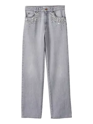 Miu Miu Embellished Straight-leg Jeans - Grey