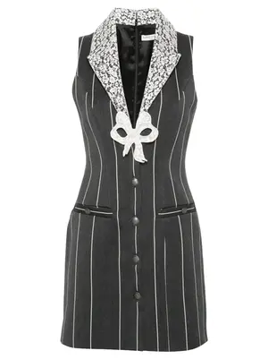 Alessandra Rich Sleeveless Pinstripe Mini Dress - Grey