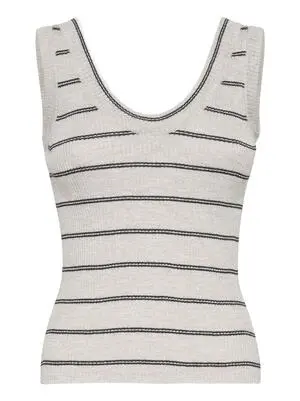 BRUNELLO CUCINELLI Striped Ribbed Tank Top