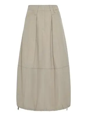 Brunello Cucinelli Drawstring Midi Skirt - Neutrals