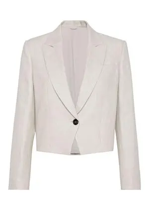 Brunello Cucinelli Cropped Linen Blazer - Neutrals