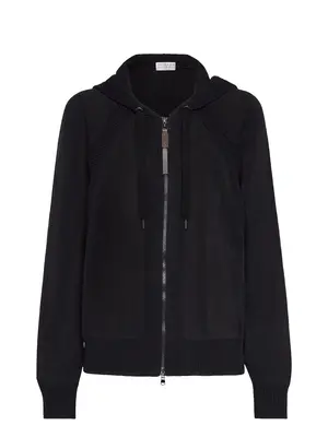Brunello Cucinelli Zip-up Hooded Cardigan - Black