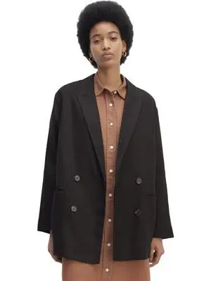 Everlane Linen Double-breasted Blazer - Black