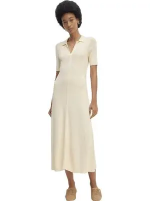 Everlane Viscose Knit Polo Midi Dress - Beige