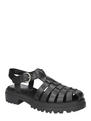 BELLA VITA Sinclaire Fisherman Sandal - Black Leather