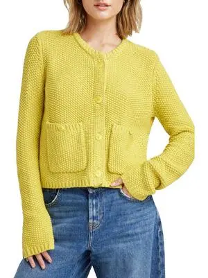 Splendid Splendid Andrea Crop Cardigan Chartreuse