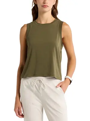 Zella Zella Breathe Active Tank Top Olive Night