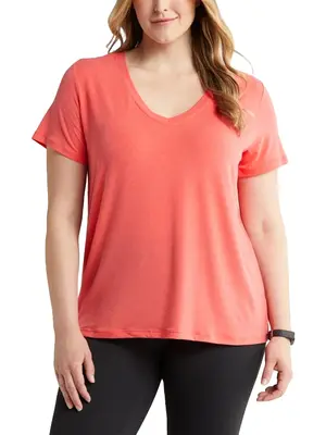 Zella Zella Breathe Active V-Neck Tee Red Cayenne