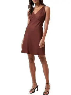 French Connection Ennis Satin Minidress - Chocolate Fondant