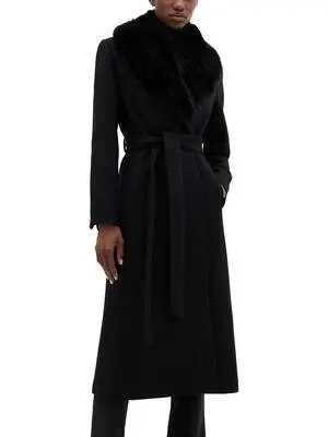 Mango Wool-blend Coat With Faux-fur Collar - Black