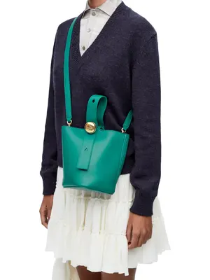 Loewe Pebble Mini Bucket Bag Emerald Green
