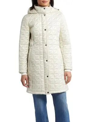 Via Spiga Via Spiga Box Quilt Hooded Coat Champagne