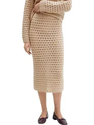 MANGO MANGO Open Stitch Knit Midi Skirt