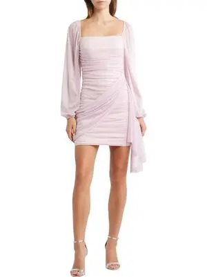 JUMP APPAREL Metallic Drape Front Mini Dress - Blush