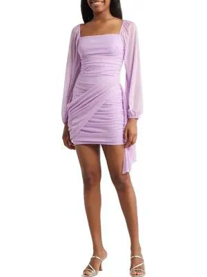JUMP APPAREL Jump Apparel Metallic Drape Front Mini Dress Lilac