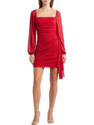 JUMP APPAREL Jump Apparel Metallic Drape Front Mini Dress Red