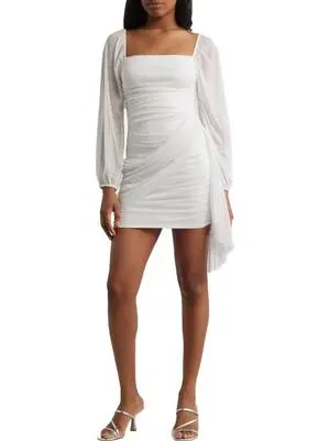 JUMP APPAREL Jump Apparel Metallic Drape Front Mini Dress White