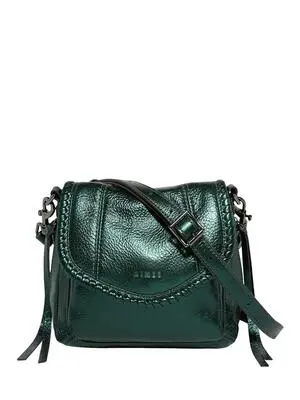 AIMEE Genuine Calf Hair & Leather Mini Crossbody Bag - Metallic Forest