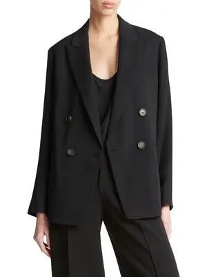 Vince Double-breasted Crepe Blazer - Black
