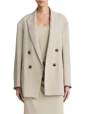Vince Vince Double-Breasted Crepe Blazer Sepia