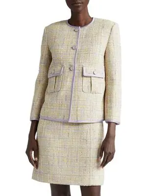 St. John Metallic Slub Tweed Jacket - Amethyst/dusty Lavender Multi