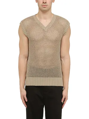 Tagliatore Perforated Cotton Waistcoat - Beige