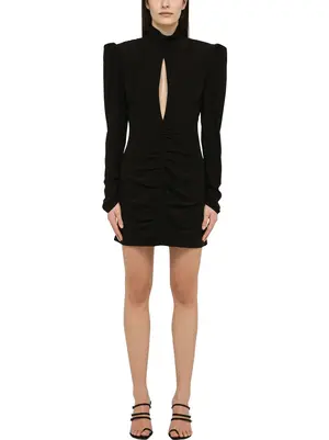 Alessandra Rich Draped Silk Mini Dress - Black