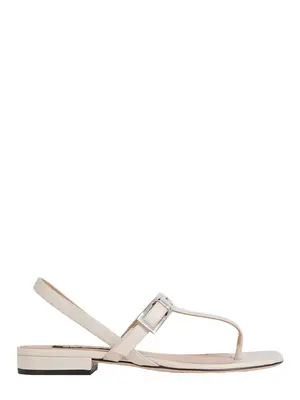 SERGIO ROSSI Sr Nora Leather Slingback Sandals - Ecru