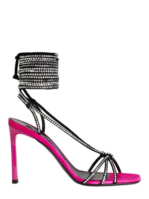 SERGIO ROSSI Sr Dea Crystal 95 Embellished Suede And Satin Sandals - Fuchsia