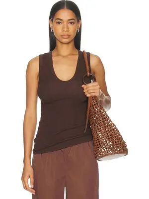 Enza Costa Textured Rib Sleeveless Tank Top - Chocolate