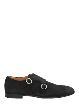 DOUCAL'S Leather Monk Strap Loafers - Black