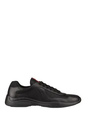 Prada Americas Cup Leather Sneakers - Black