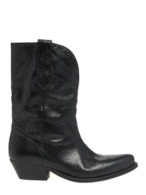 Golden Goose Wish Star Leather Cowboy Boots - Black