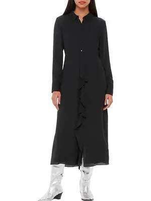 Whistles Lea Ruffle Front Maxi Dress - Black