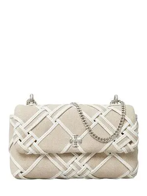 Tory Burch Mini Kira Woven Canvas Flap Bag - Natural