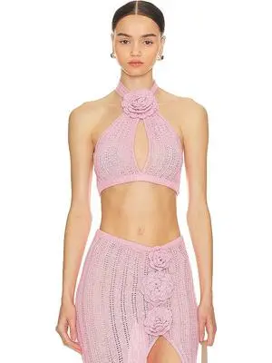 Majorelle Stella Rosette Crochet Top - Pink